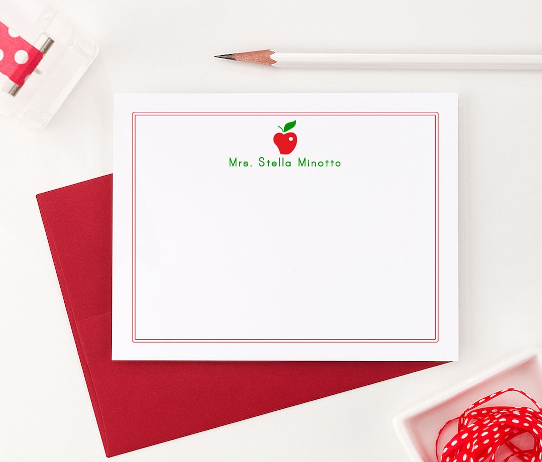 Apple Stationery, Personalized Stationary for Kids, Girls Personalized ...