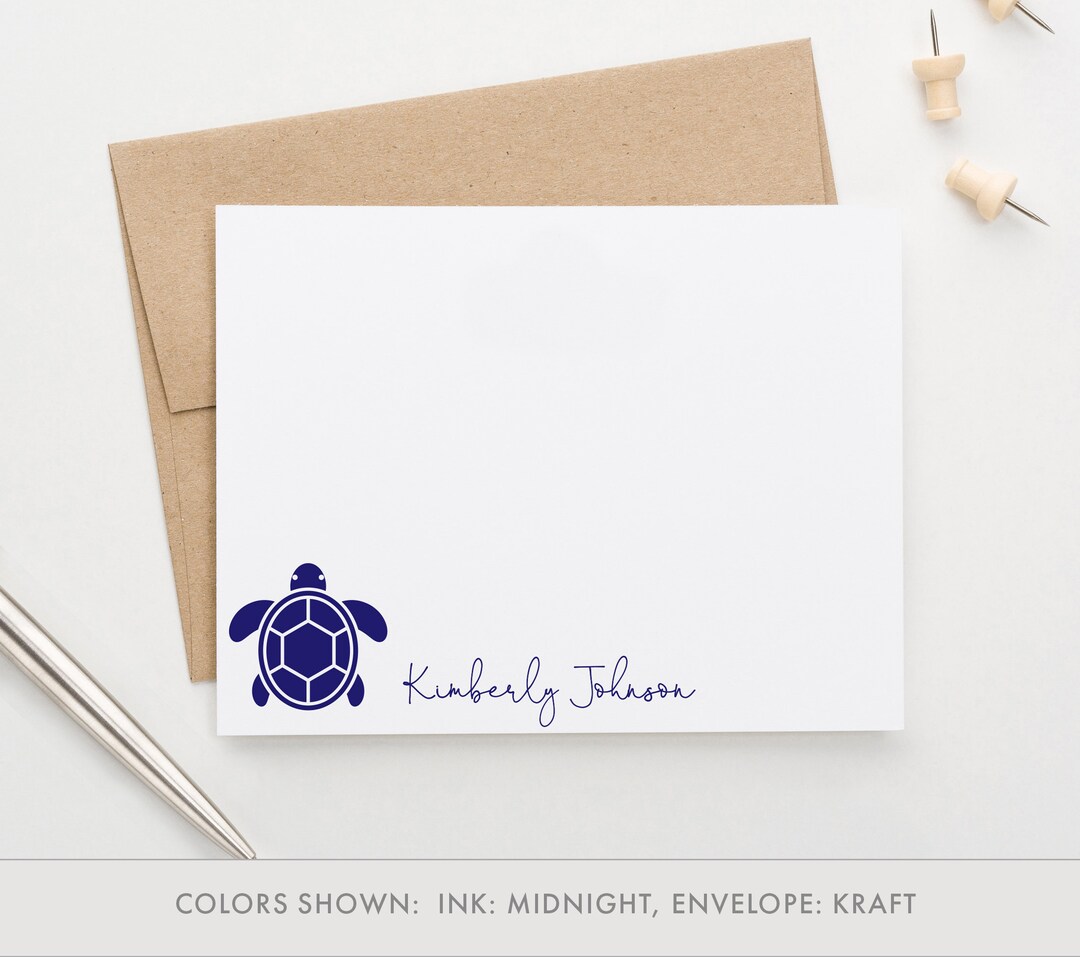 Sea Turtle Note Cards, Personalized Note Cards for Women, Notecards ...