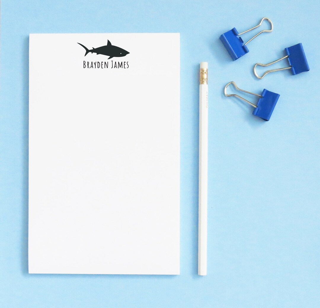 Shark Notepad for Kids Personalized Stationary With Shark, Customized ...