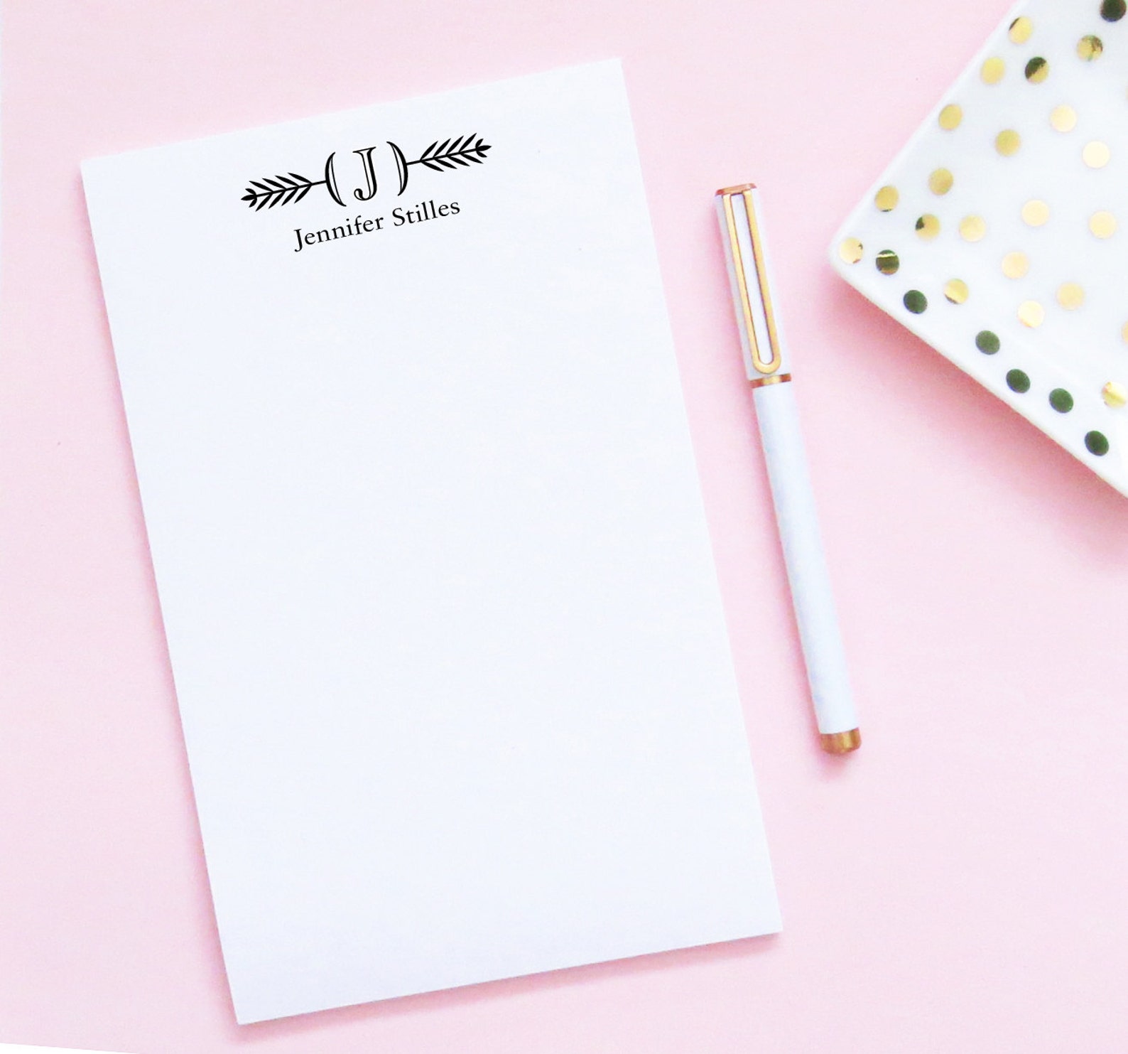 Olive Branch Monogram Notepad, Womens Personalized Notepad Set ...