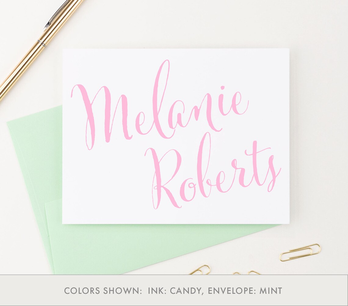 Calligraphy Notecard for Adult Personalized Thank You Cards | Etsy