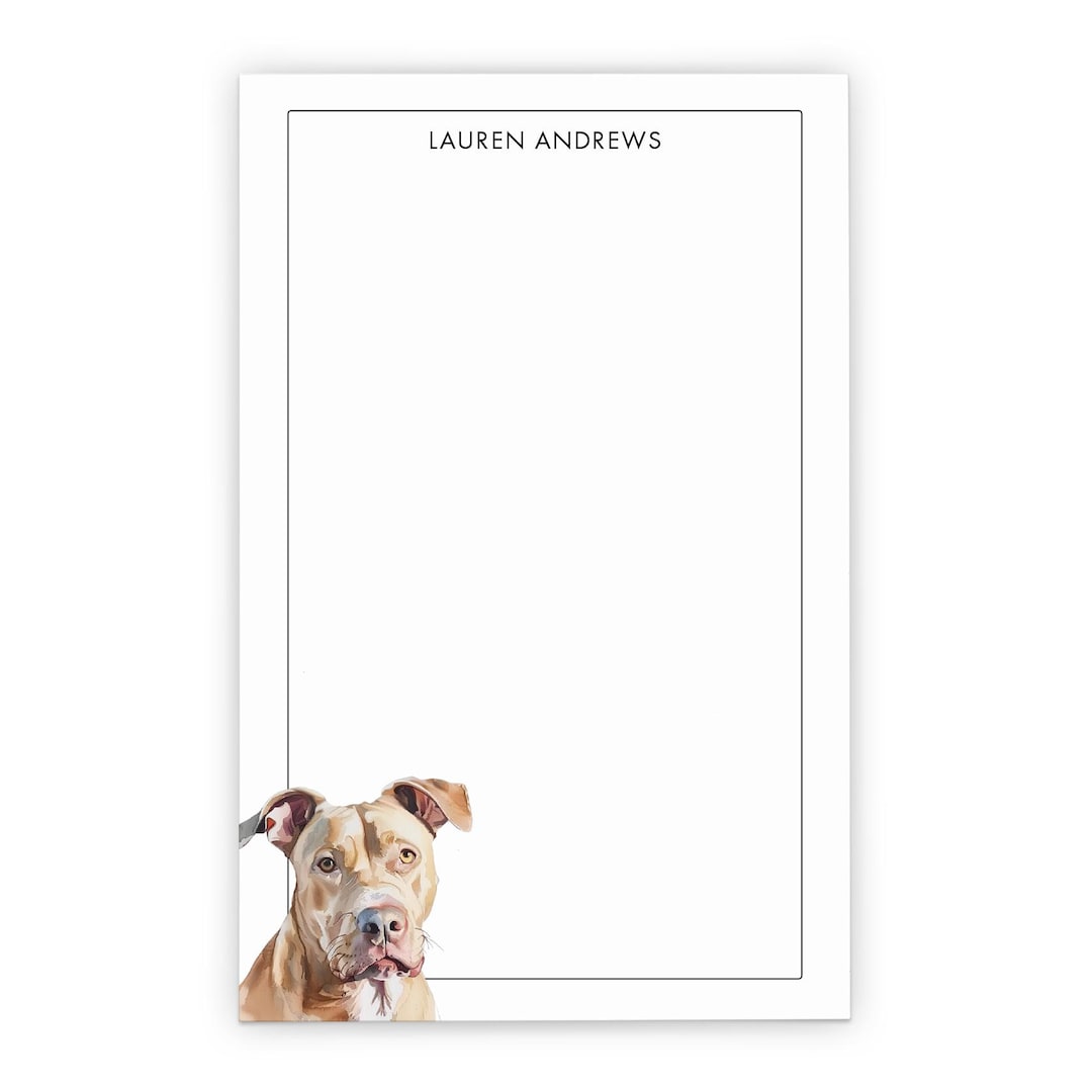 Custom Stationery Notepad With Name, Choose Your Dog Breed, Watercolor ...