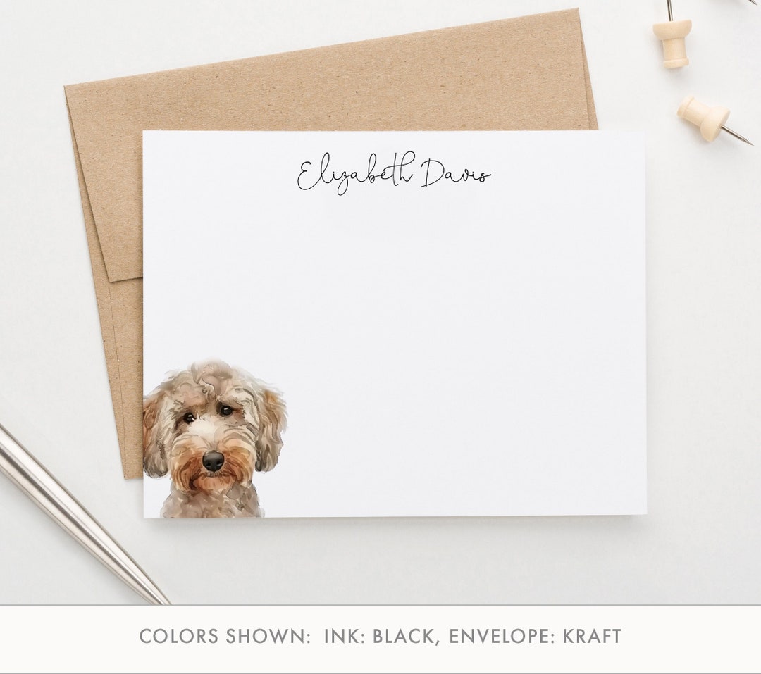 Golden Doodle Note Cards With Envelopes, Choose Your Dog Breed, Flat ...