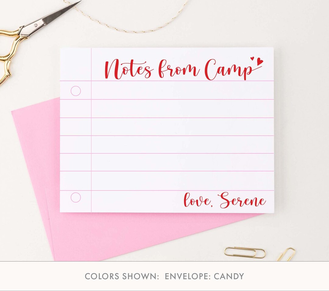 Cute Note From Camp for Girls Summer Camp Stationery Set, Personalized ...