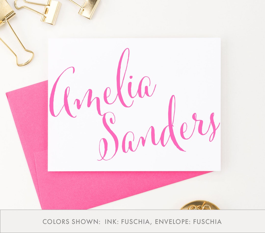 Calligraphy Notecard for Adult, Personalized Thank You Cards for Women ...
