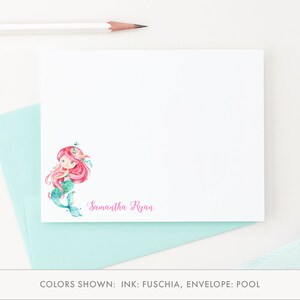 Mermaid Note Cards for Kids Stationery Notes, Custom Mermaid Thank You ...