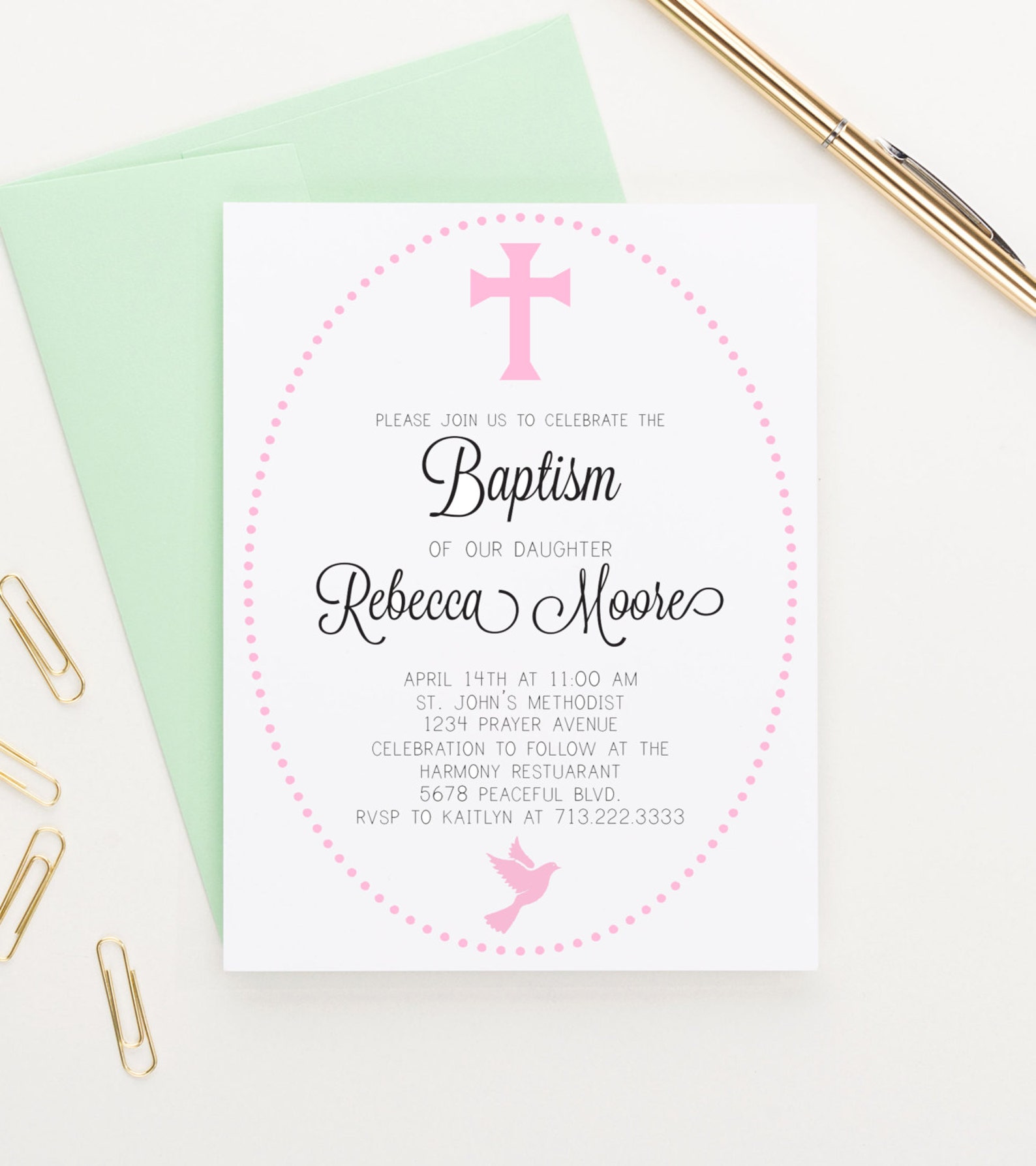 Cross Baptism Invite Simple Baptism Invitation for Girls - Etsy