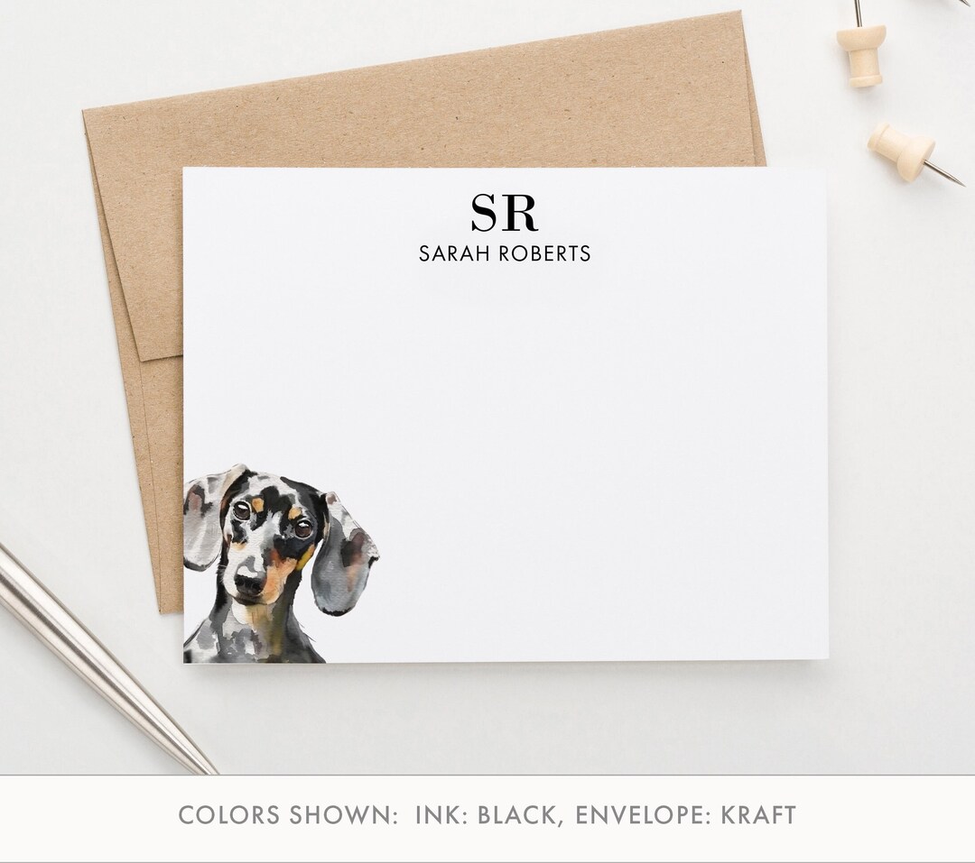 Personalized Monogram Stationary Cards With Dogs, Choose Your Dog Breed ...
