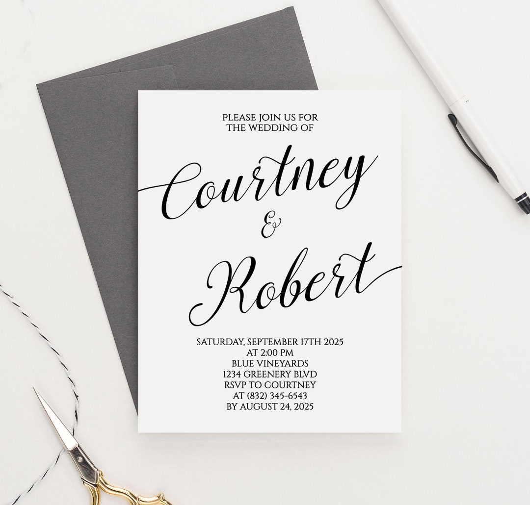 Simple Wedding Invites Personalized Modern Wedding Invitation Set ...