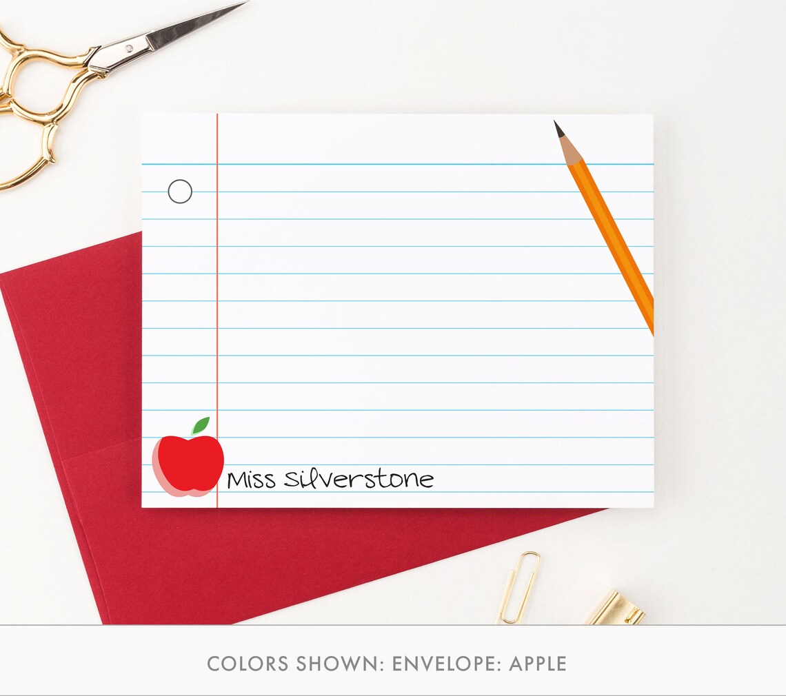 Teacher Stationery Set Personalized Teacher Thank You Cards | Etsy