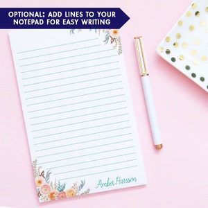 Rustic Personalized Notepad for Girls Custom Stationary Notepad, Boho ...