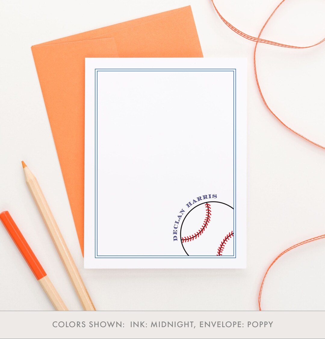 Kids Baseball Stationery Set, Personalized Sports Thank You Cards for ...