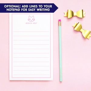 Cat Personalized Stationery Set, Notepad for Girls Personalized Kitty ...