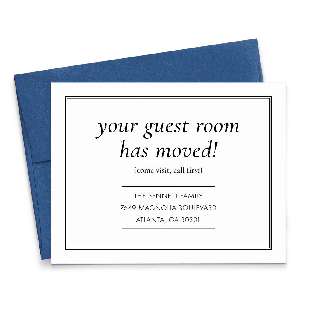 Custom New Home Announcement Card With Border, FLAT Your Guest Room Has ...