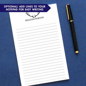 Deer Notepad for Men Personalized Stationery With Antlers Writing Paper ...