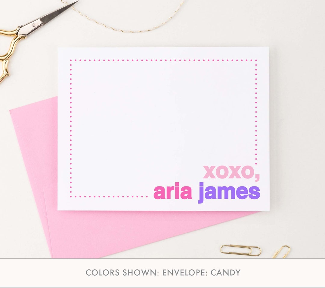 Personalized XOXO Thank You Cards With Polka Dot Border for Girls ...