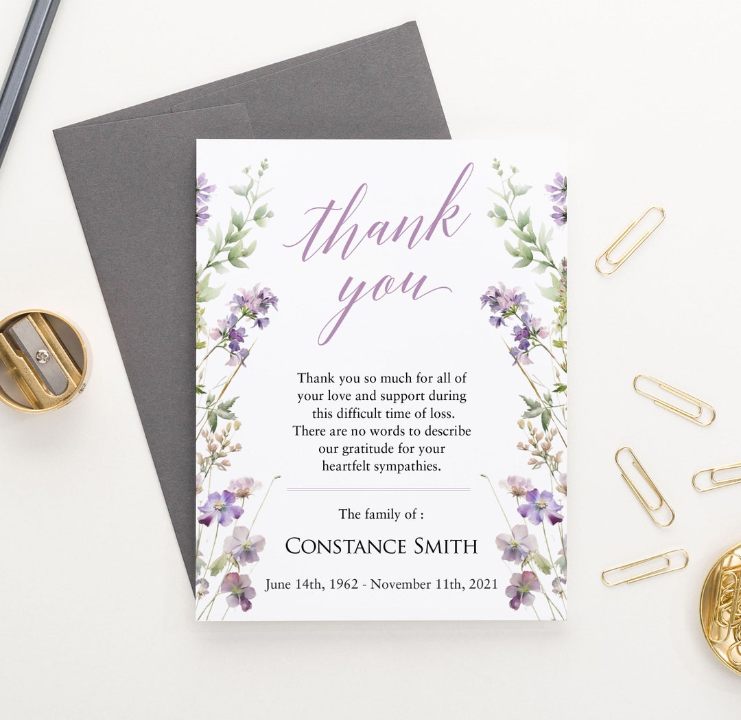 Personalized Funeral Thank You Cards