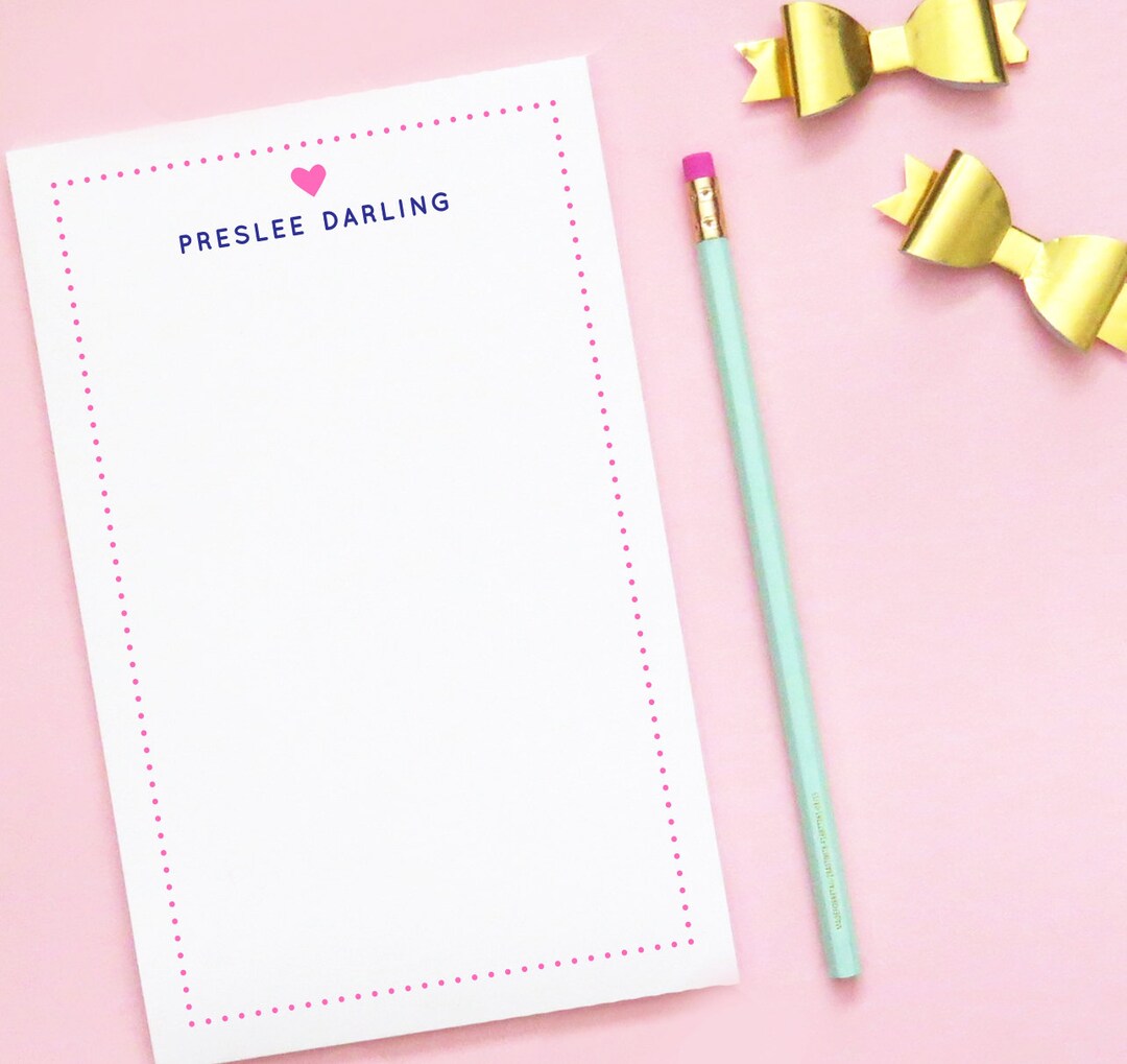 Personalized Girls Note Pads, Heart Stationery for Kids Customized ...