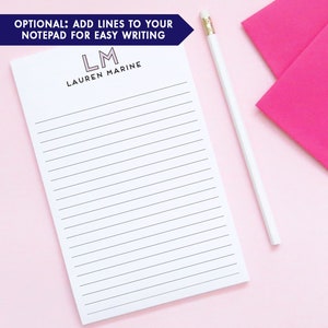 Monogrammed Womens Notepads, Customized Note Paper for Women Custom ...