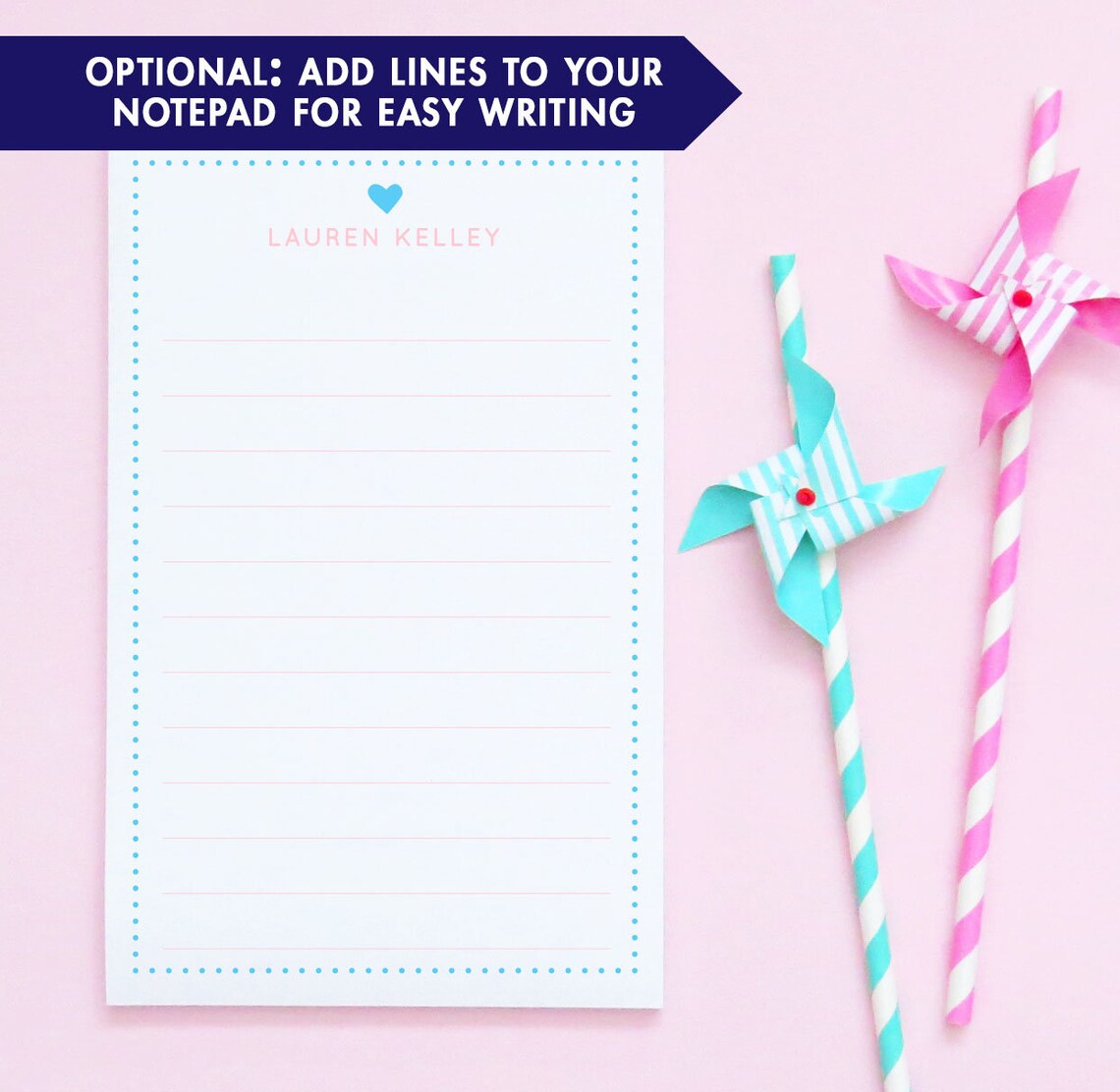 Personalized Girls Note Pads Heart Stationery for Kids - Etsy