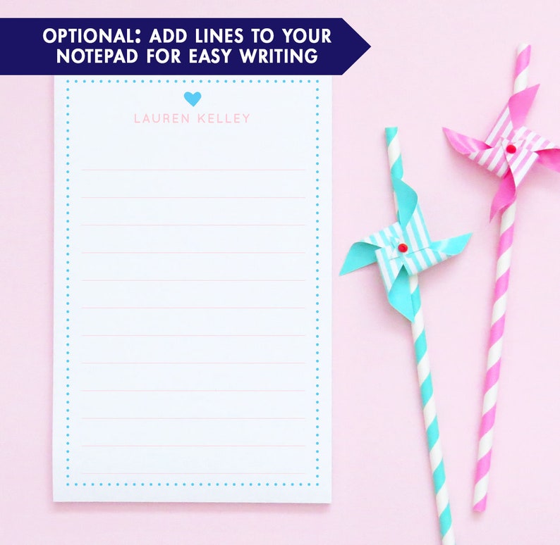 Personalized Girls Note Pads Heart Stationery for Kids - Etsy
