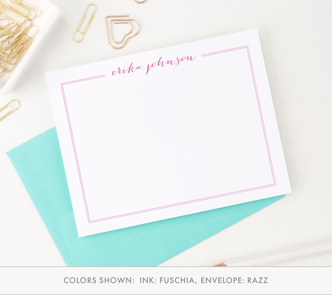 Women Personalized Stationery, Simple Personalized Notecards Flat ...