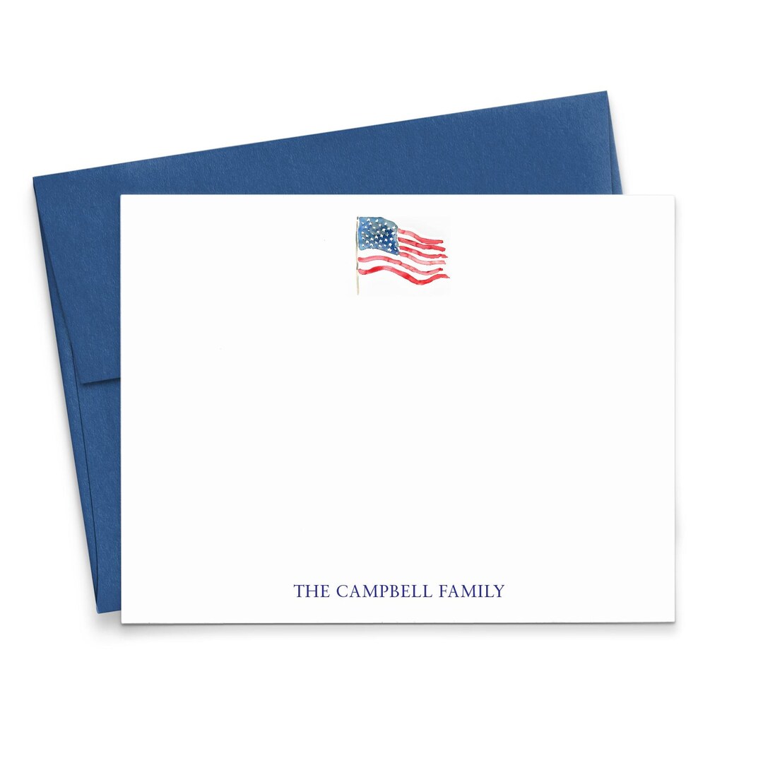 Personalized Family Stationery Letter Set, Flat Watercolor American ...