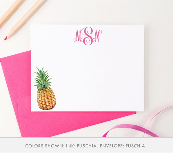 Personalized Stationery Note Cards With Pineapple
