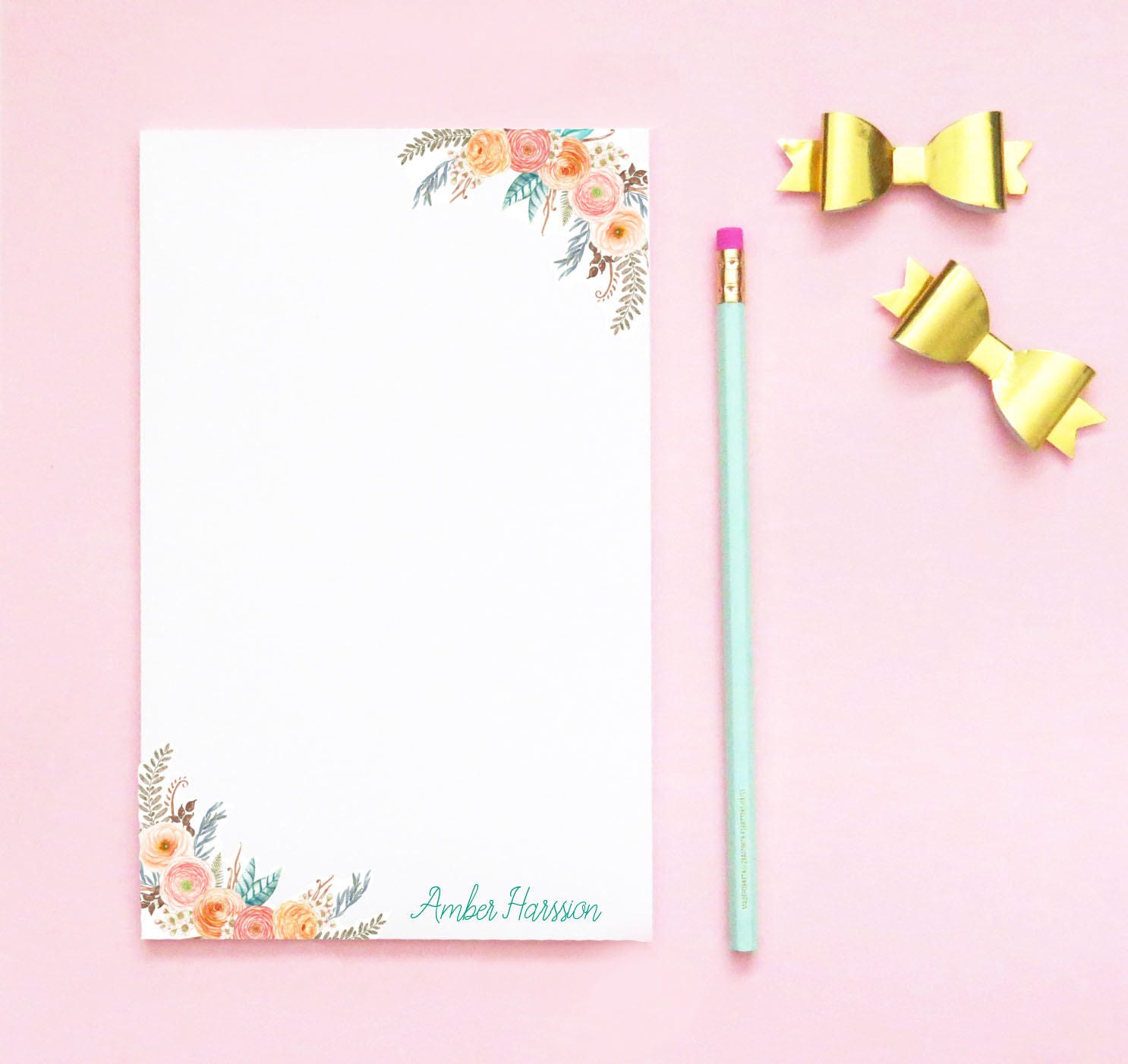 Rustic Personalized Notepad for Girls Custom Stationary Notepad, Boho ...