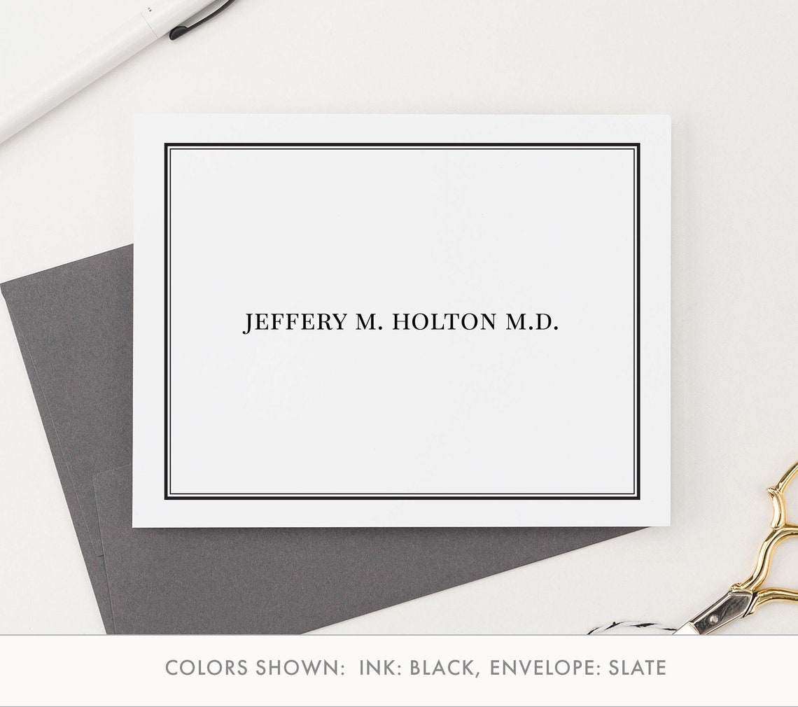 Personalized Stationary for Men, Folded Note Cards With Envelopes Set ...