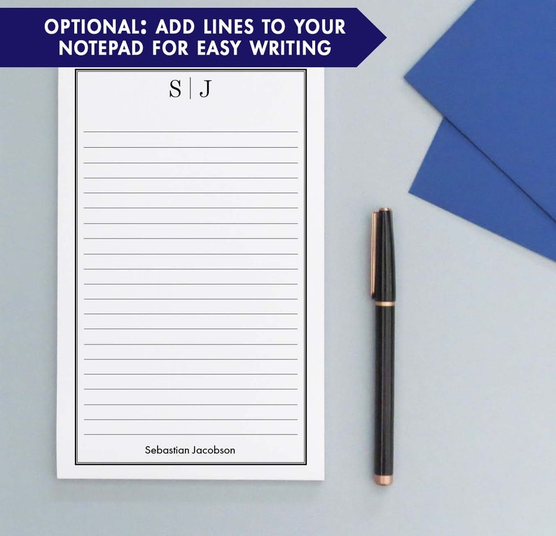 2 Initial and Border Monogram Notepads for Men Classic Writing - Etsy