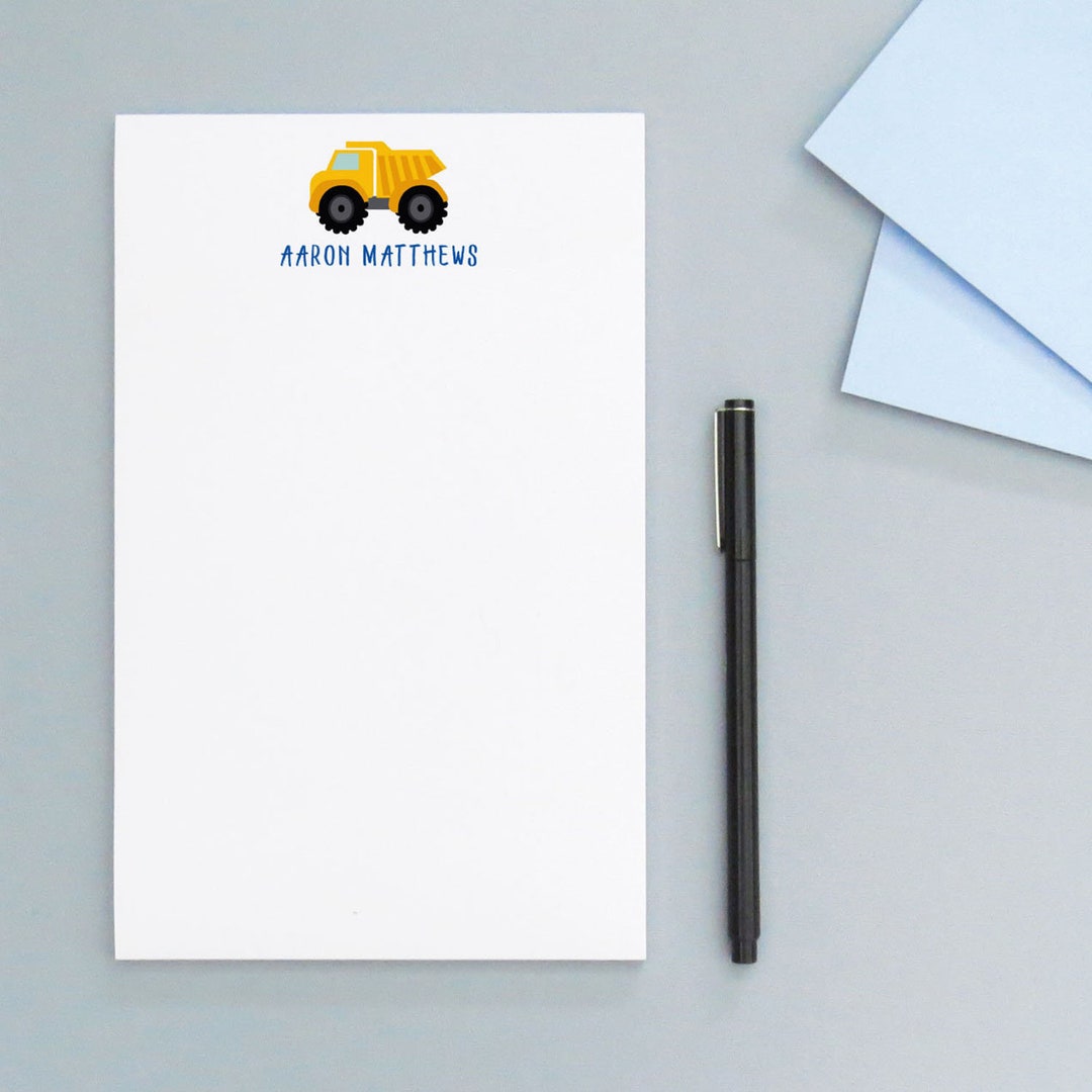 Kids Personalized Construction Truck Notepads, Customized Stationary ...