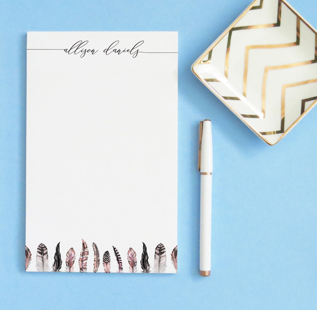 Personalized Feather Notepads for Women Customized Stationery Set ...