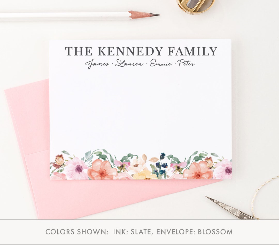 Floral Personalized Family Stationery Personalized Family Stationary ...