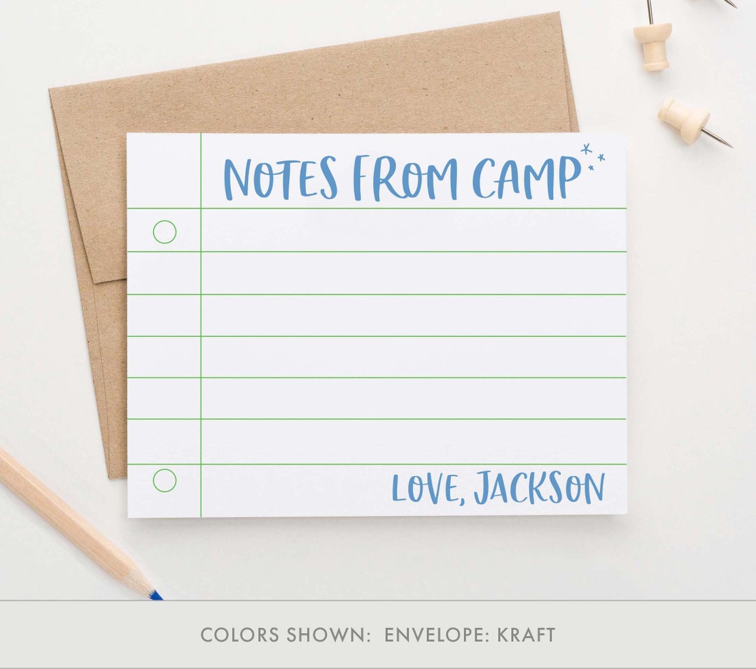 Simple Note From Camp for Boys Summer Camp Stationery Set, Personalized ...