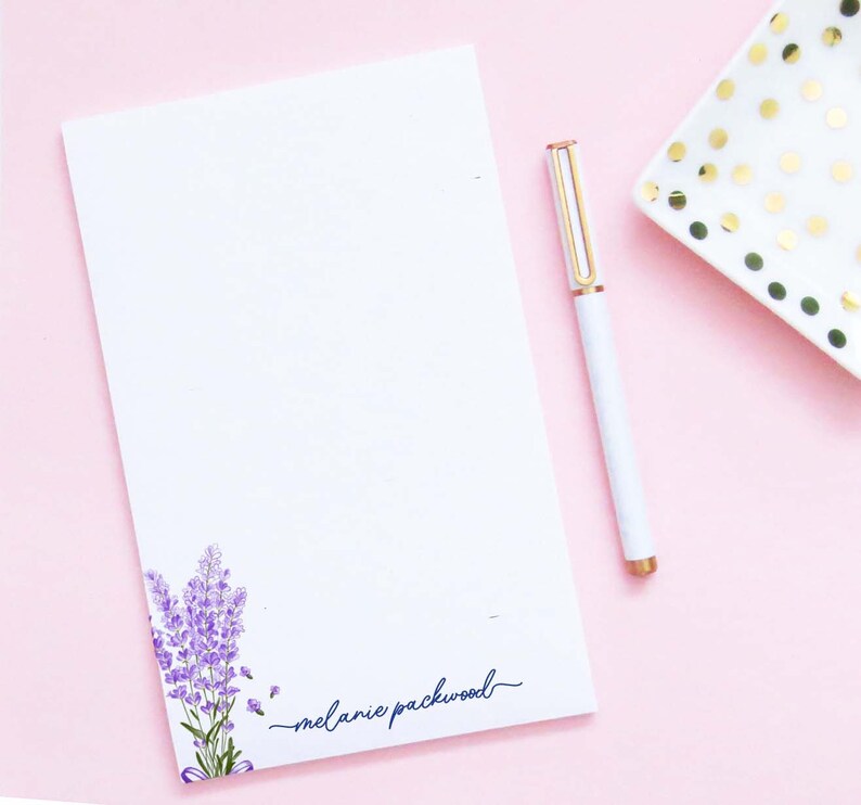 Lavender Personalized Note Pads for Women Womens Elegant - Etsy