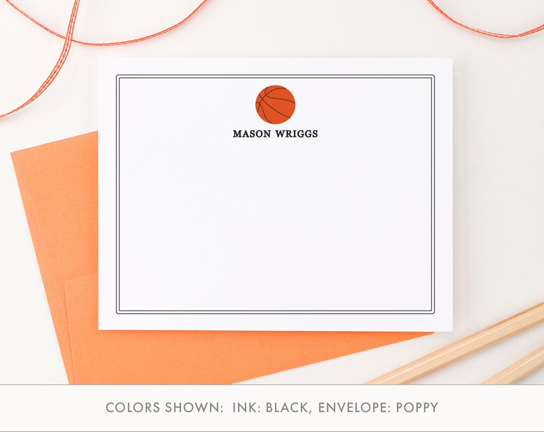 Basketball Stationery Set for Boys // Personalized Stationery With Name ...