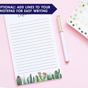 Cactus Notepad Lined, Succulents Notepad, Kids Personalized Notepad for ...