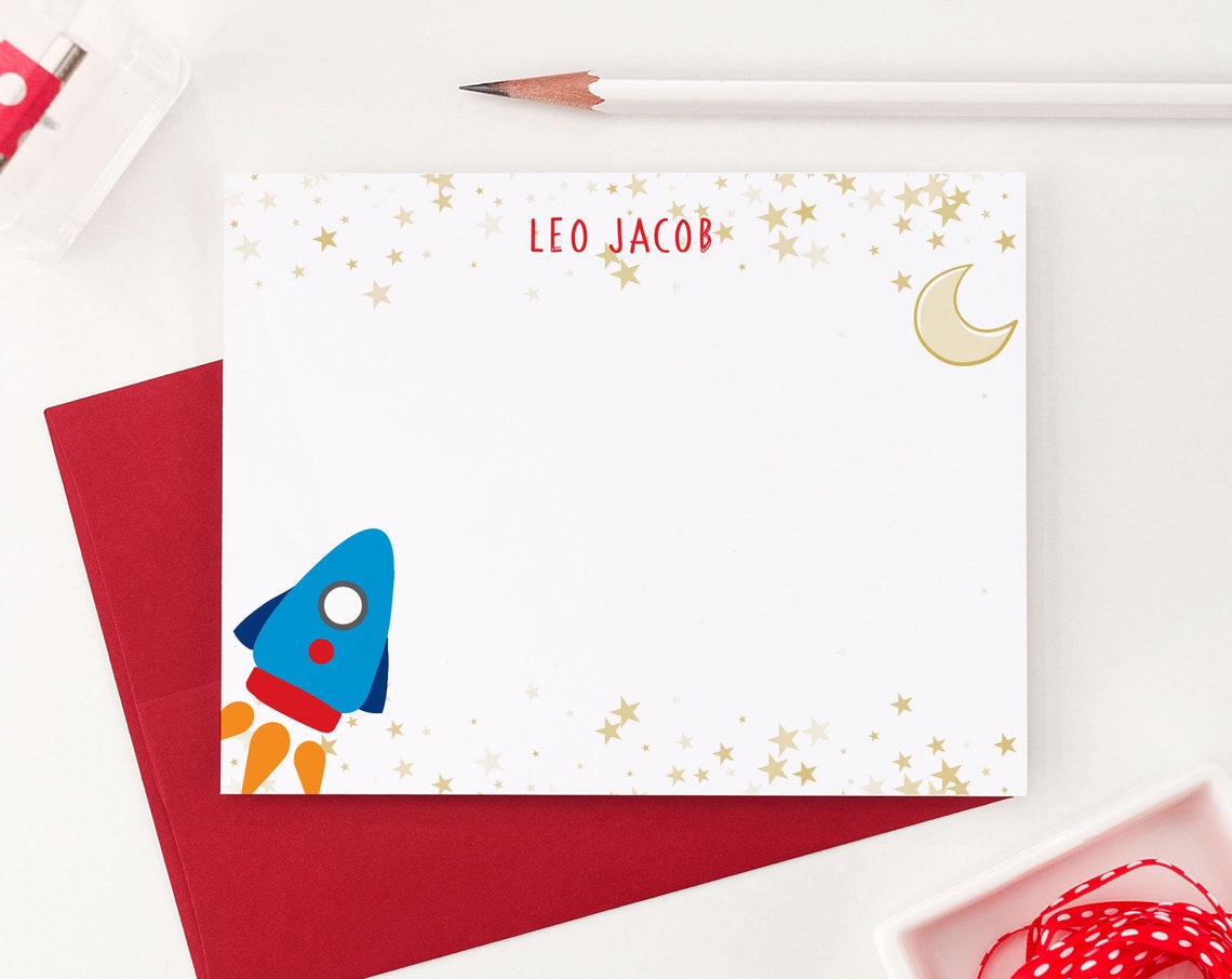Boys Personalized Rocket Ship Stationary Set Boy Rocket Thank | Etsy