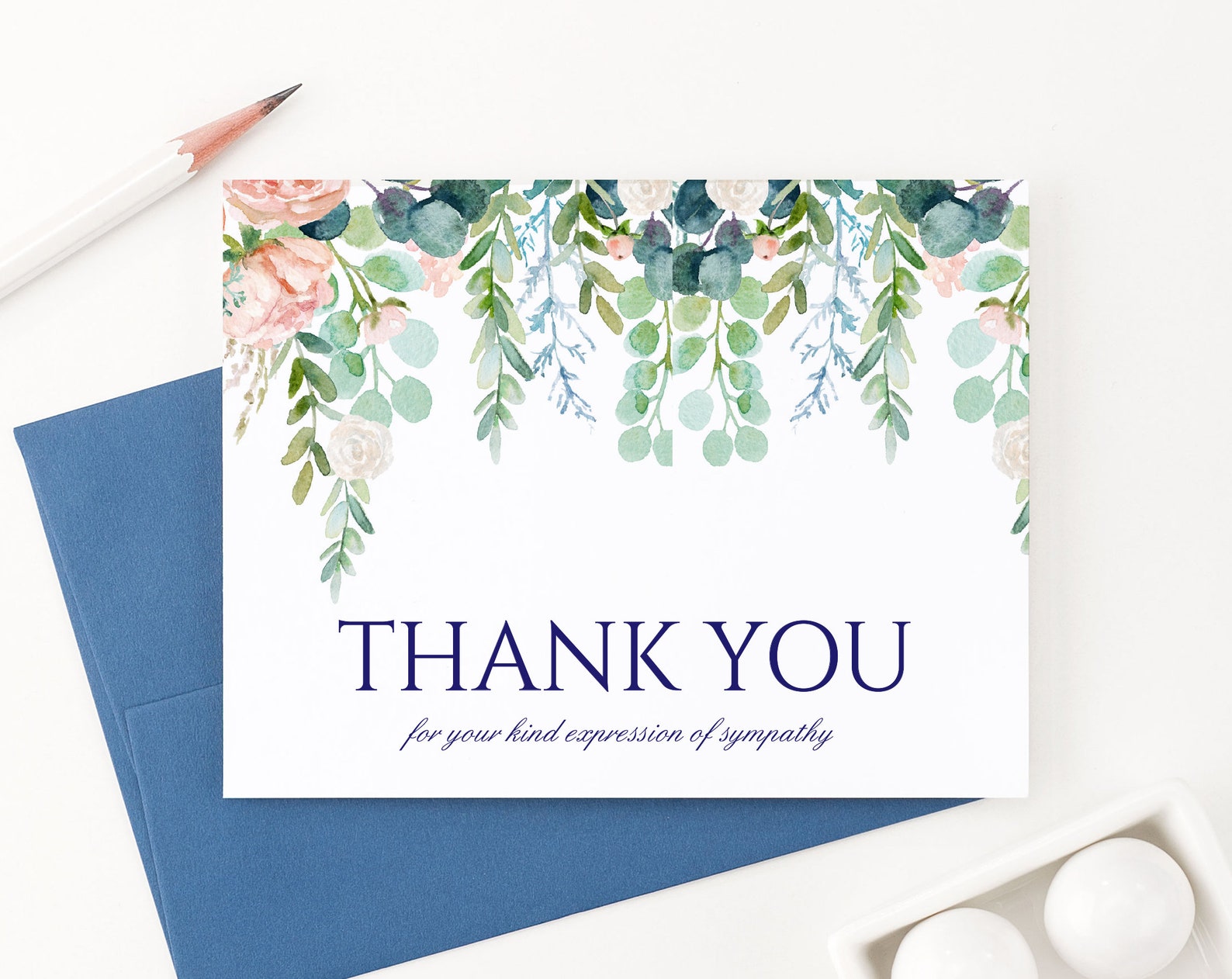 Funeral Thank You Note Cards With Floral Greenery Funeral - Etsy