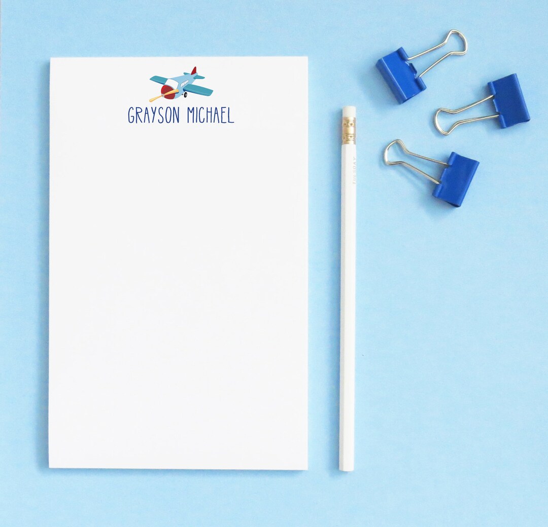 Airplane Notepad for Kids Personalized Stationery With Plane Writing ...