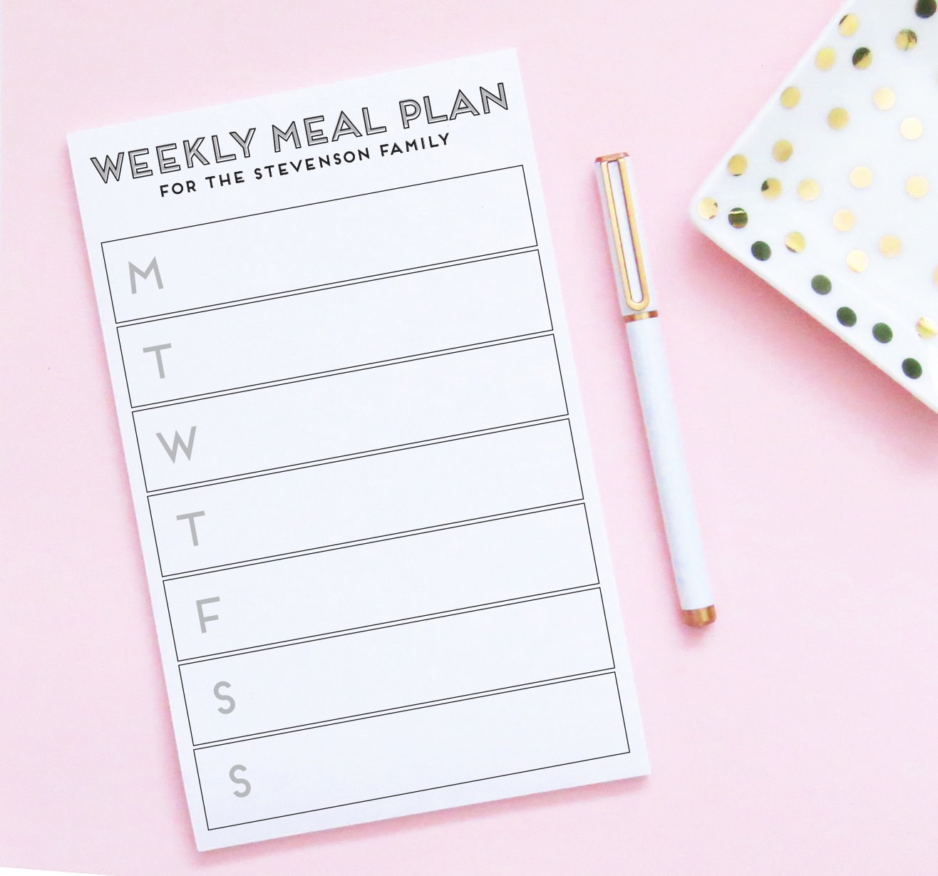 Personalized Weekly Meal Plan Notepad, Family Meal Prep for the Week ...