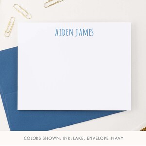 Kids Personalized Simple Note Cards for Boys Block Font Thank You Cards ...
