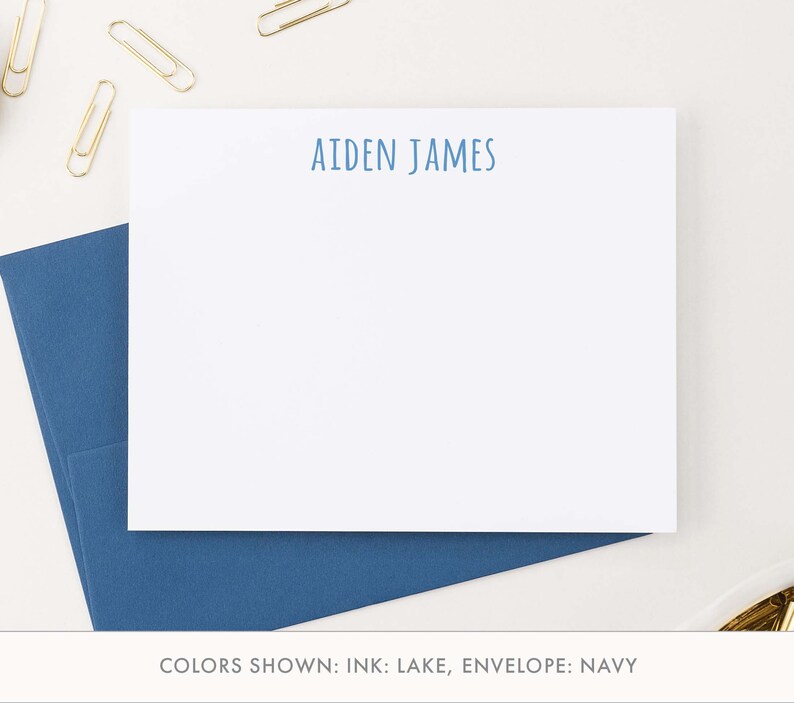 Kids Personalized Simple Note Cards for Boys Block Font Thank - Etsy