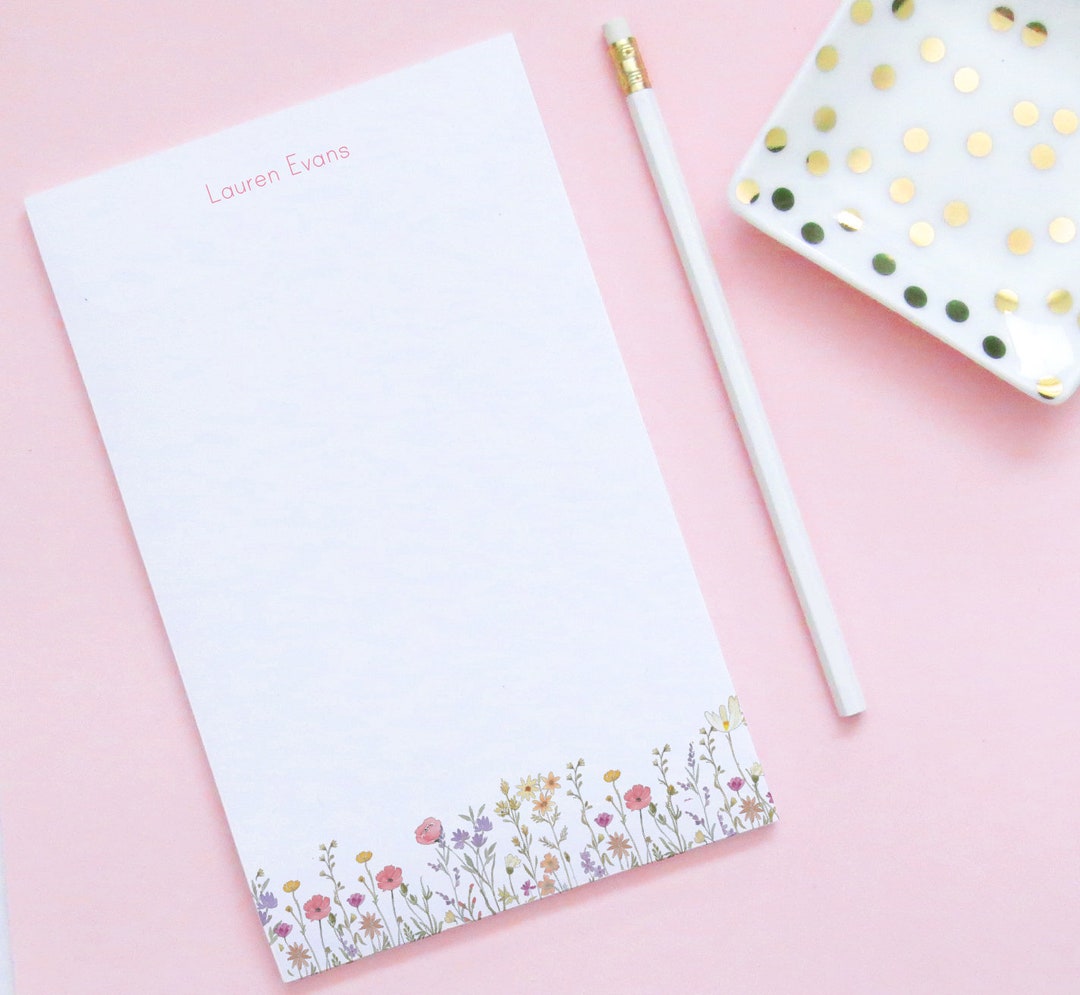 Custom Notepads for Kids, Note Pads With Names, Stationery Paper Floral ...