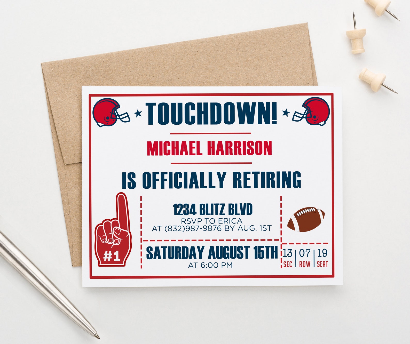 Football Retirement Party Invitations for Men Retirement Party - Etsy