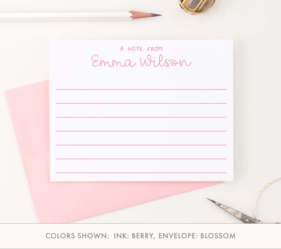 Girls A Note From Lined Stationery for Kids Lined Note Cards for Girl ...