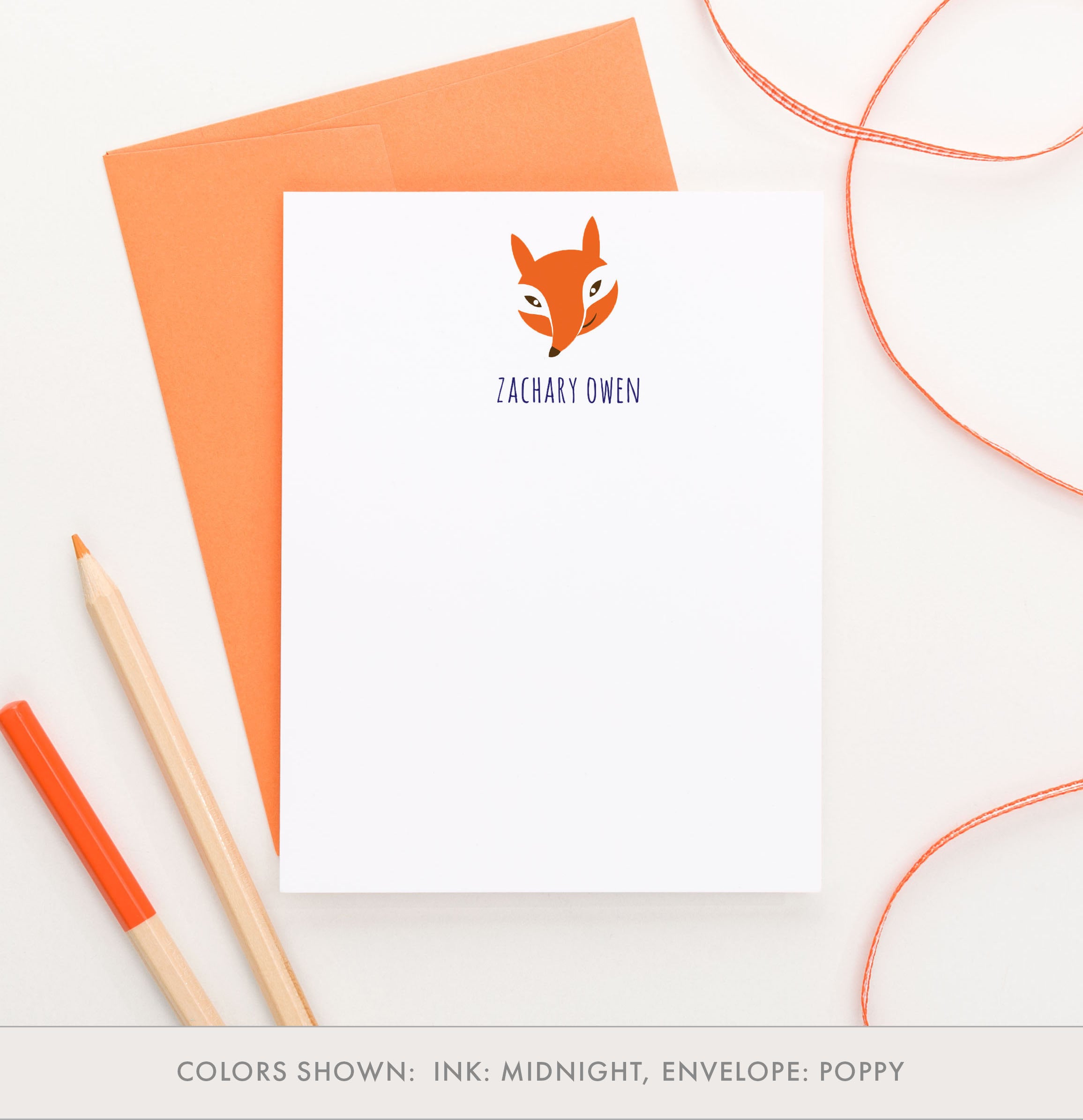 Personalized Fox Stationary for Kids Forest Animals Thank You | Etsy