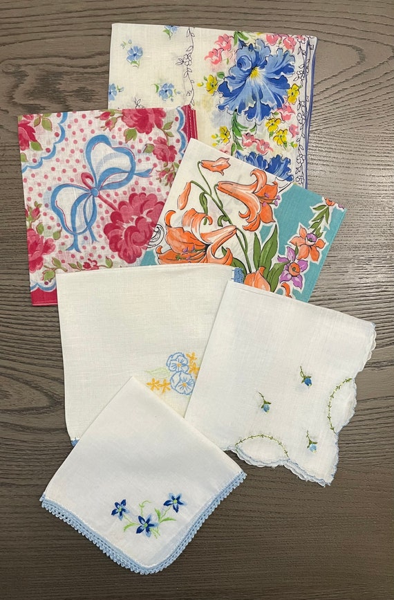vintage hankies with crochet - Gem