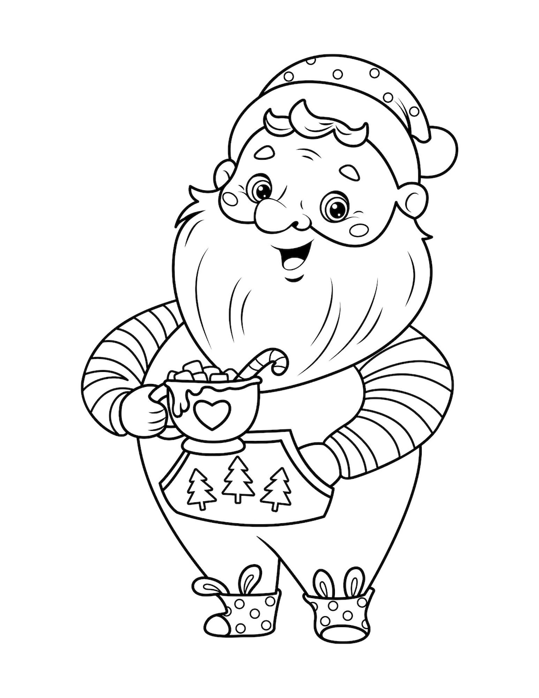Santa Clause Christmas Coloring Book 50 Pages Printable - Etsy